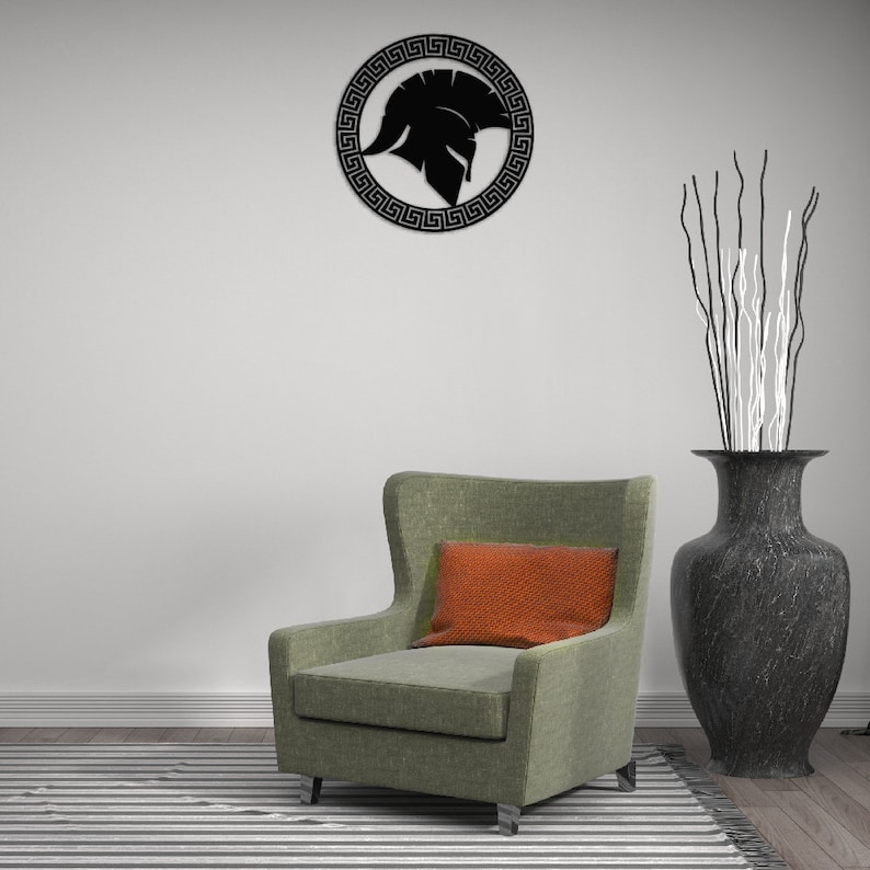 Spartacus Metal Wall Art: Roman Warrior Decor With Meander Pattern for ...