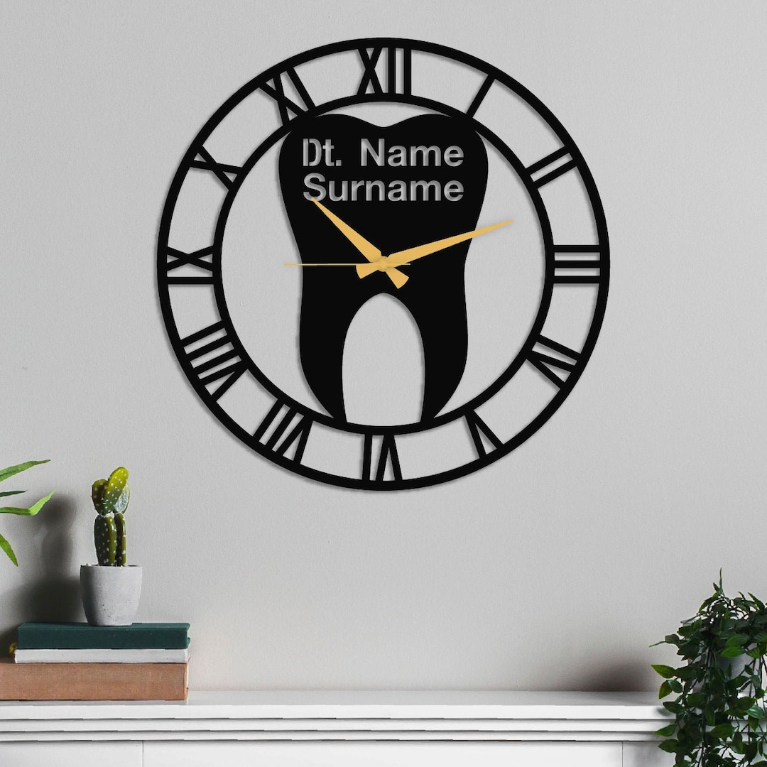 Dentist Metal Wall Clock: Personalized Dental Office Name Sign Decor - Etsy