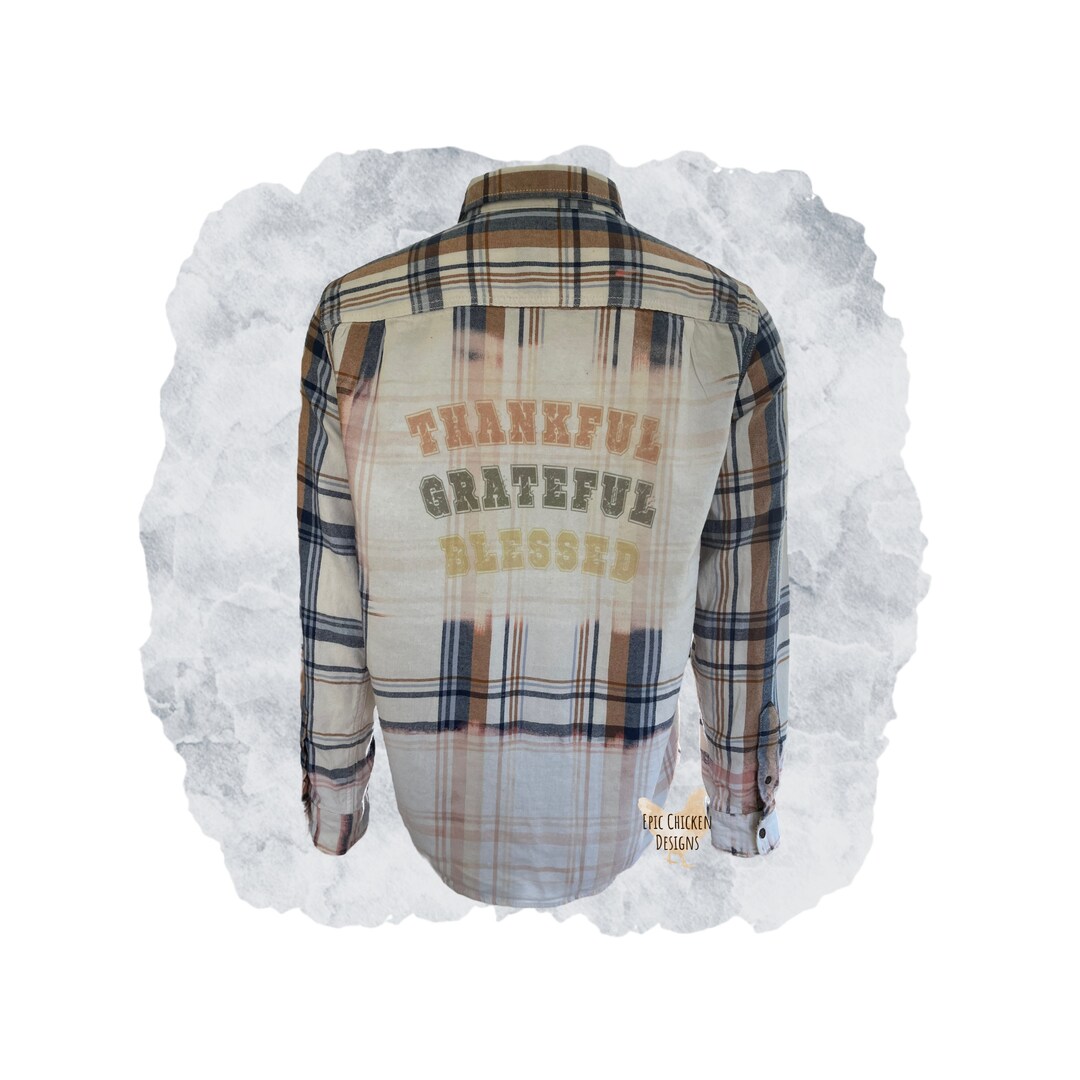 Thankful Grateful Blessed Flannel Fall Bleached Flannel Fall Flannel ...