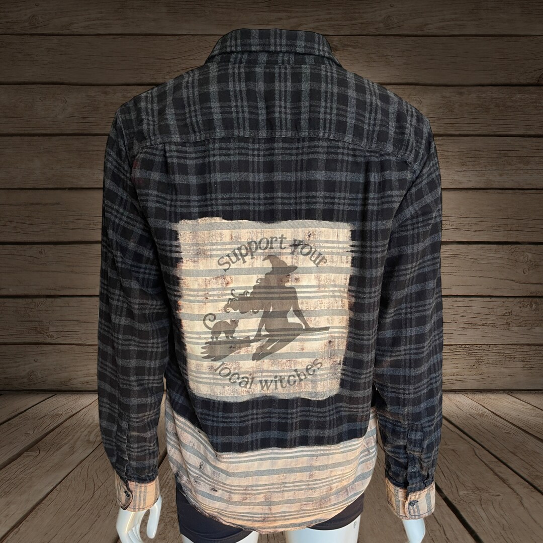 Fall Flannel Halloween Flannel Bleached Flannel Support - Etsy