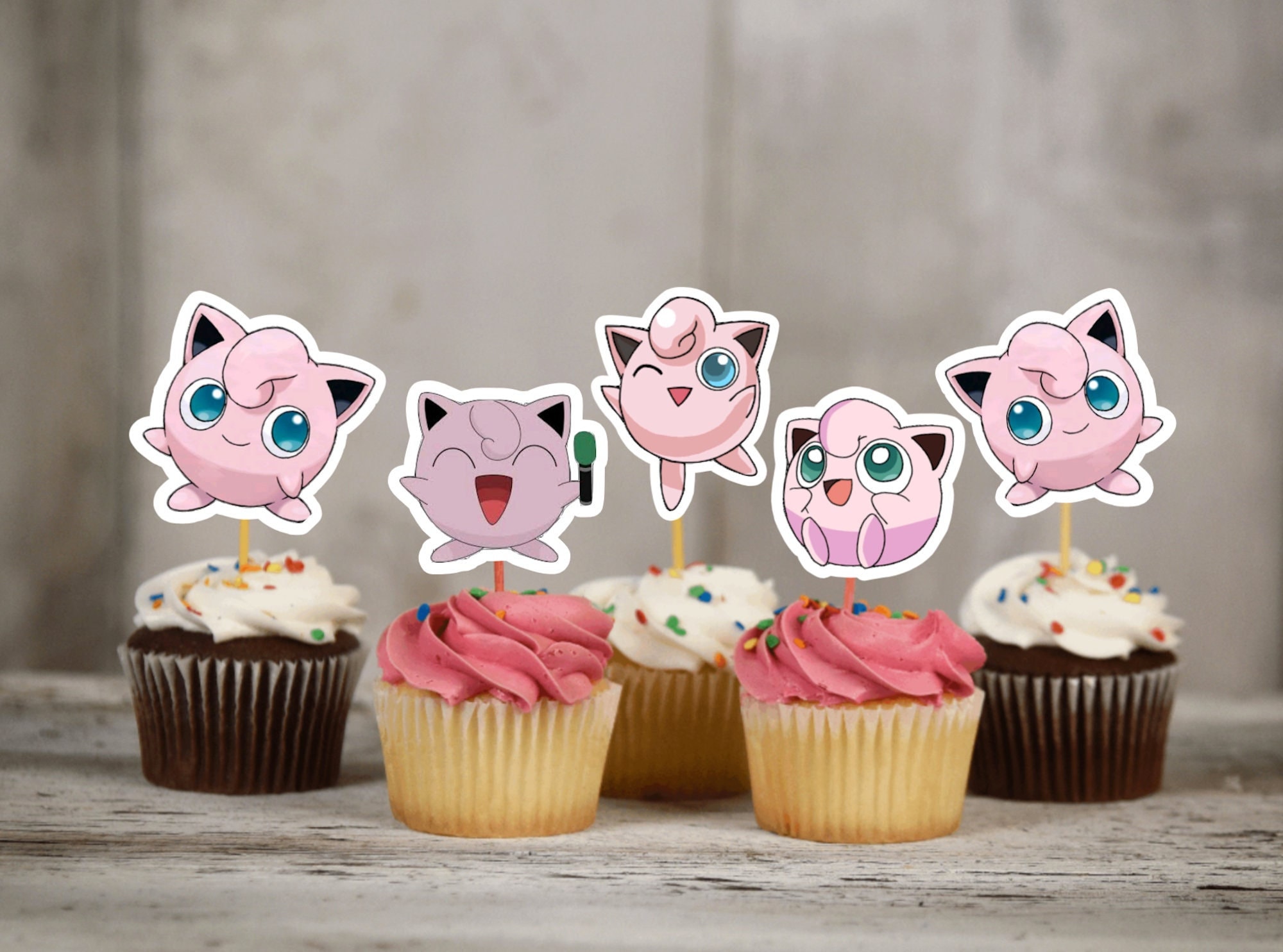Jigglypuff Cupcake Topper Pokemon Birthday Anime Pickachu - Etsy