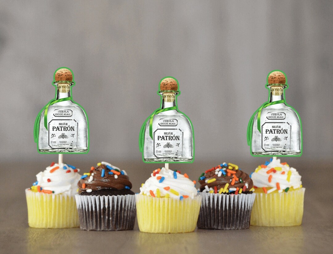 Patron Silver Tequila Cupcake Toppers | Adult Party | 21st Birthday ...