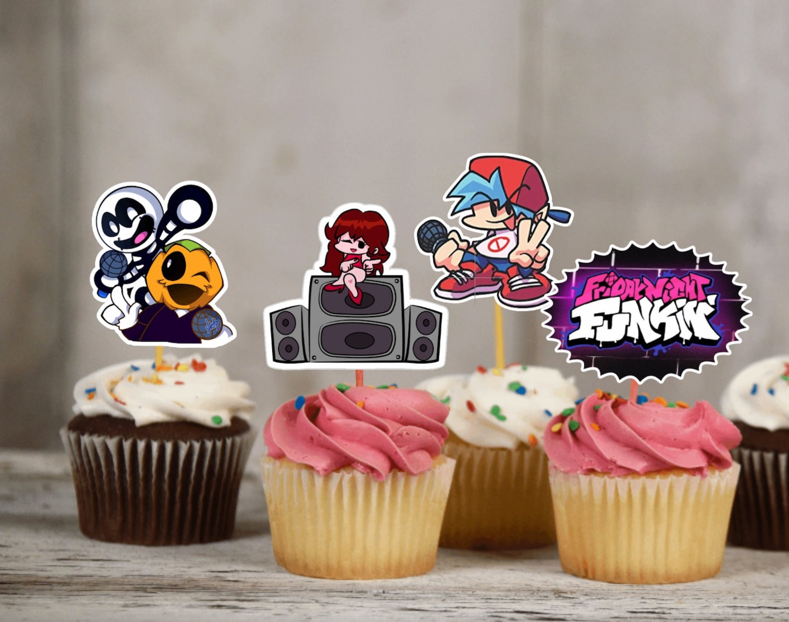 Friday Night Funkin' Cupcake Toppers FNF Birthday Party - Etsy
