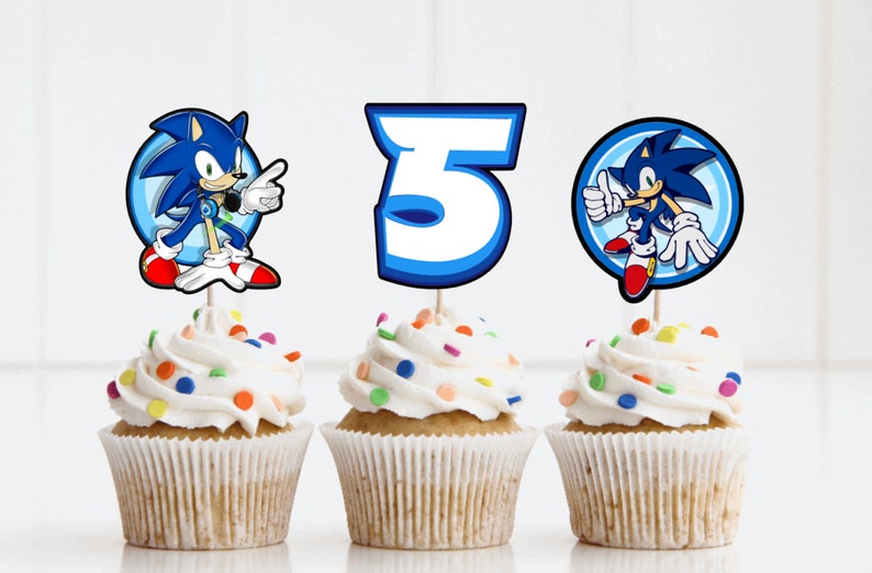 Customized Sonic the Hedgehog Cupcake Toppers - Etsy