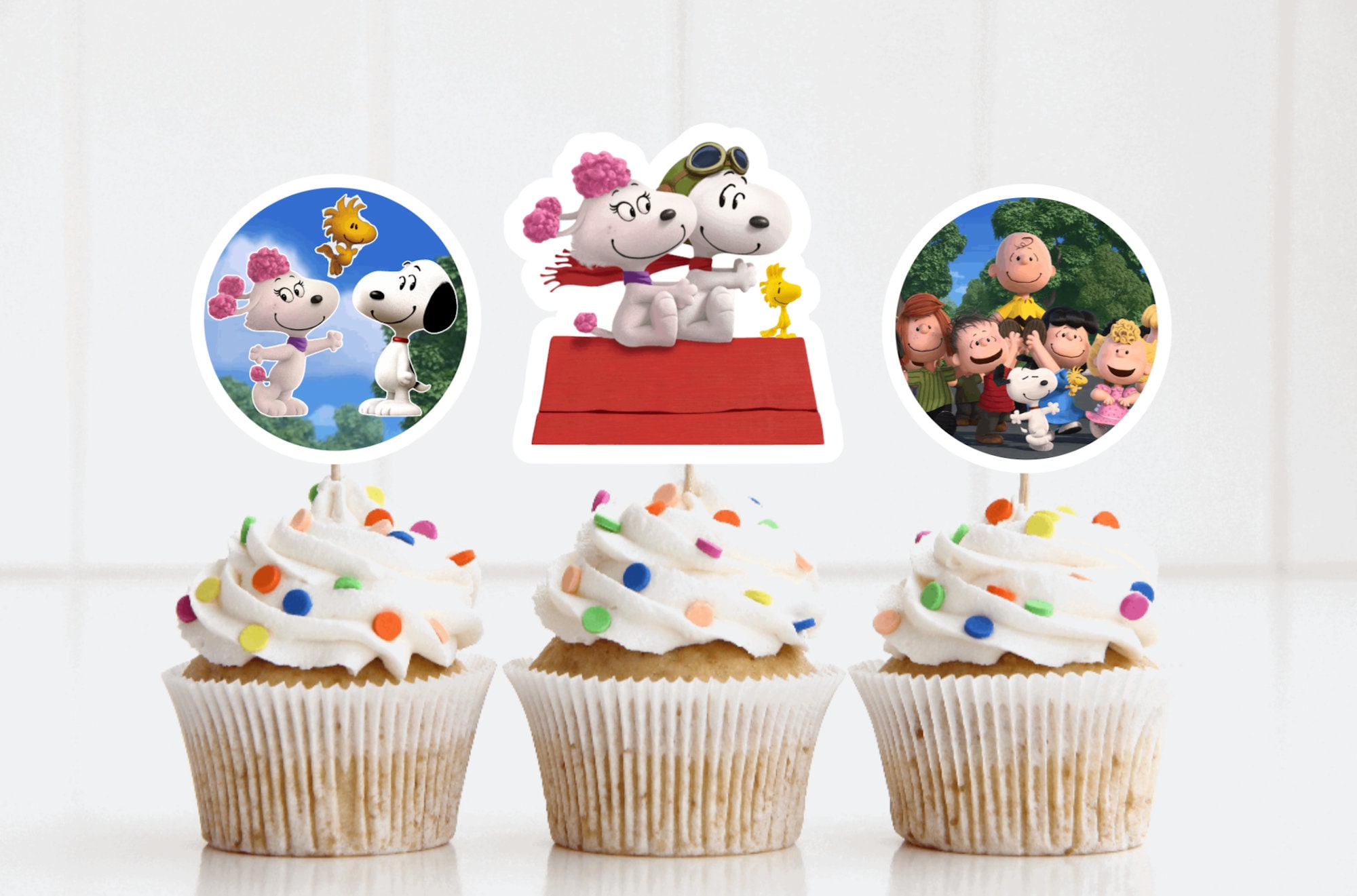 Peanuts Movie Cupcake Toppers Snoopy Fifi Woodstock - Etsy