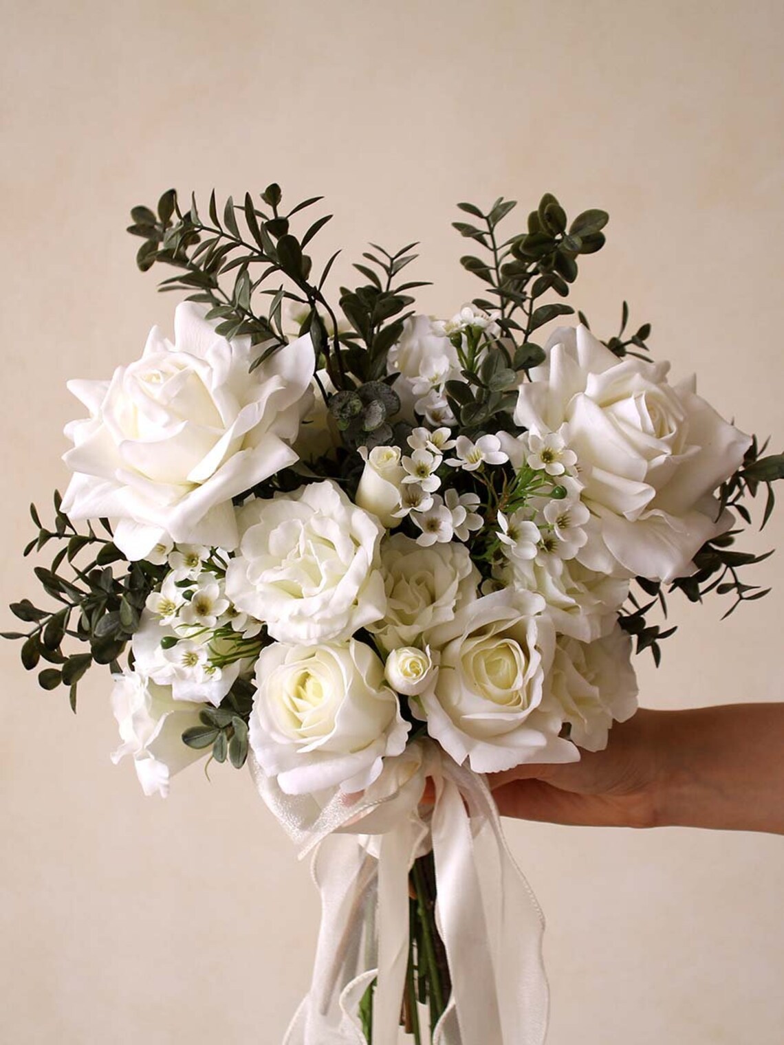 Bridal Bouquet Huge White Rose Romantic Bridesmaid Bouquets Bridal ...