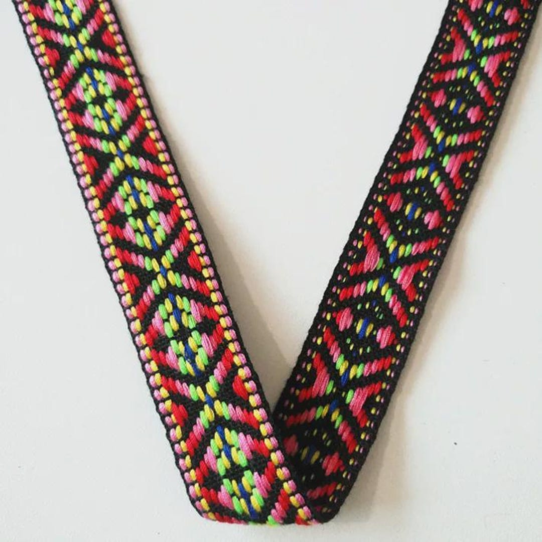 National Flower Embroidery 2cm Woven Braided Border Sewing Lace Band ...