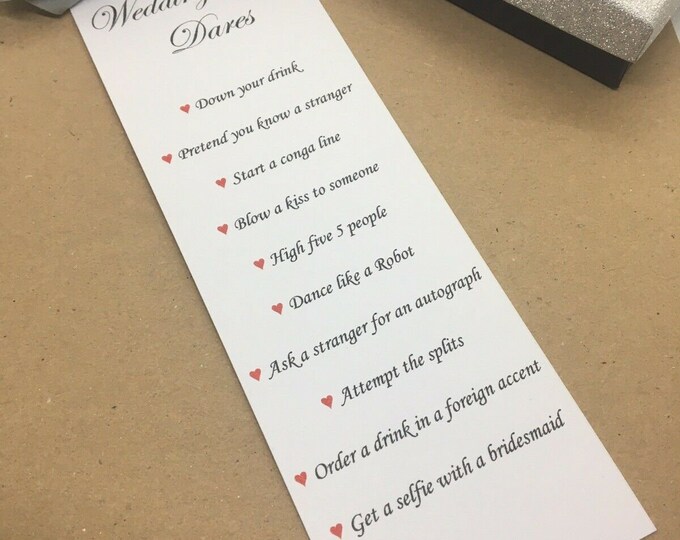 12 X Wedding Day Dare Cards Fun Novelty Game Table Decoration - Etsy