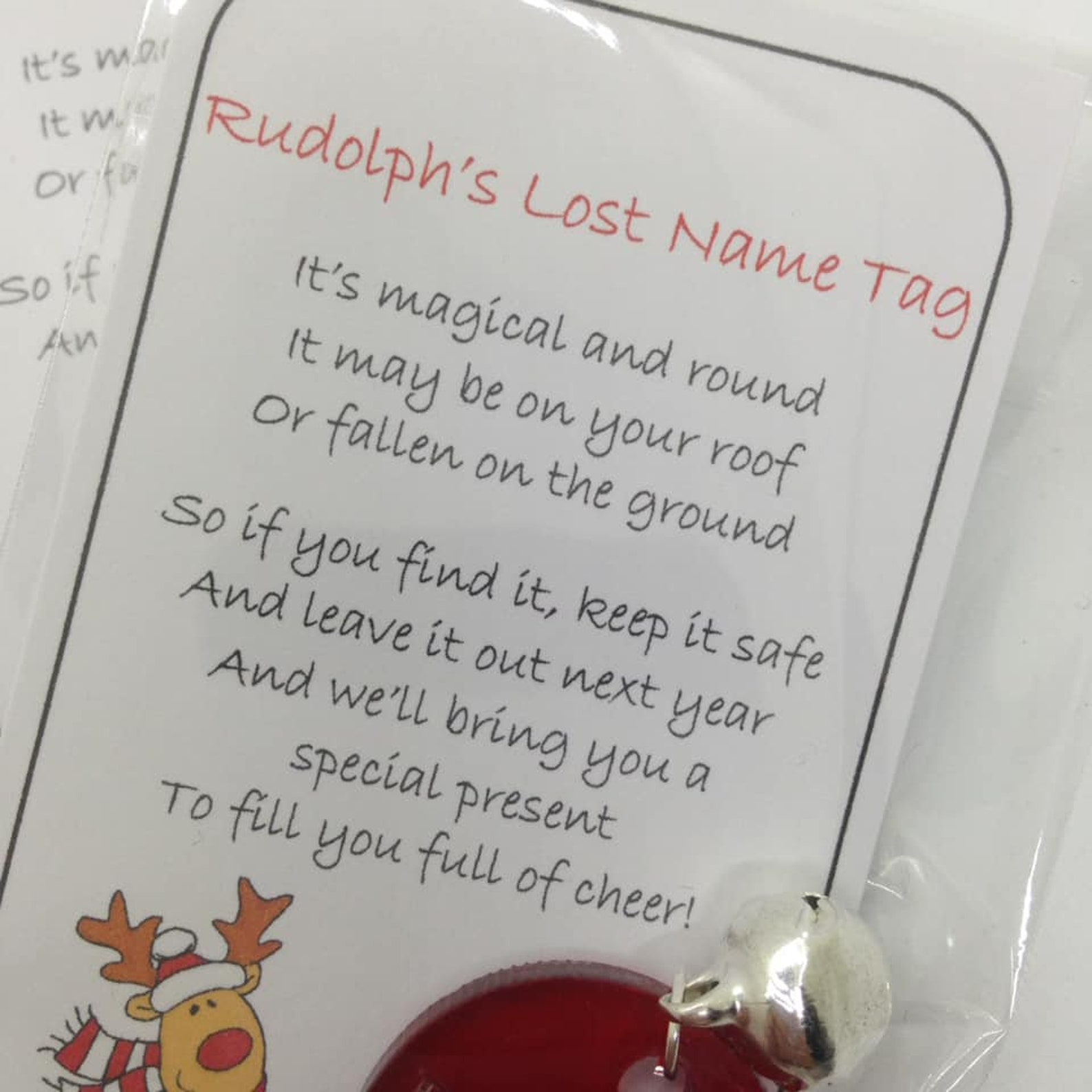 Rudolph's Lost Name Tag Christmas Magic Eve Gift Kids Fun Novelty ...