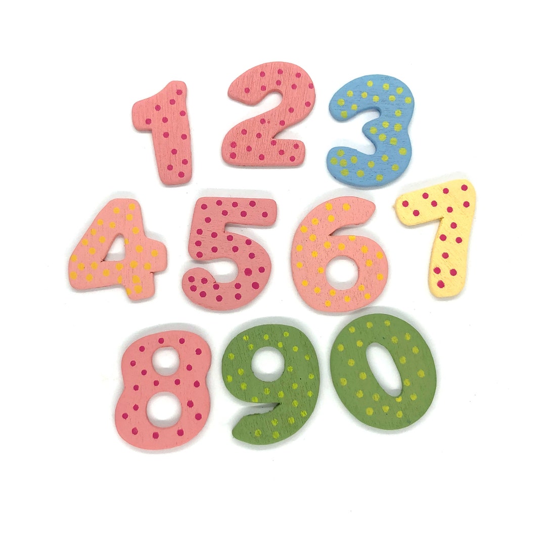 20 X Wood Spotty Numbers Embellishments Flatback Cabochon Craft ...