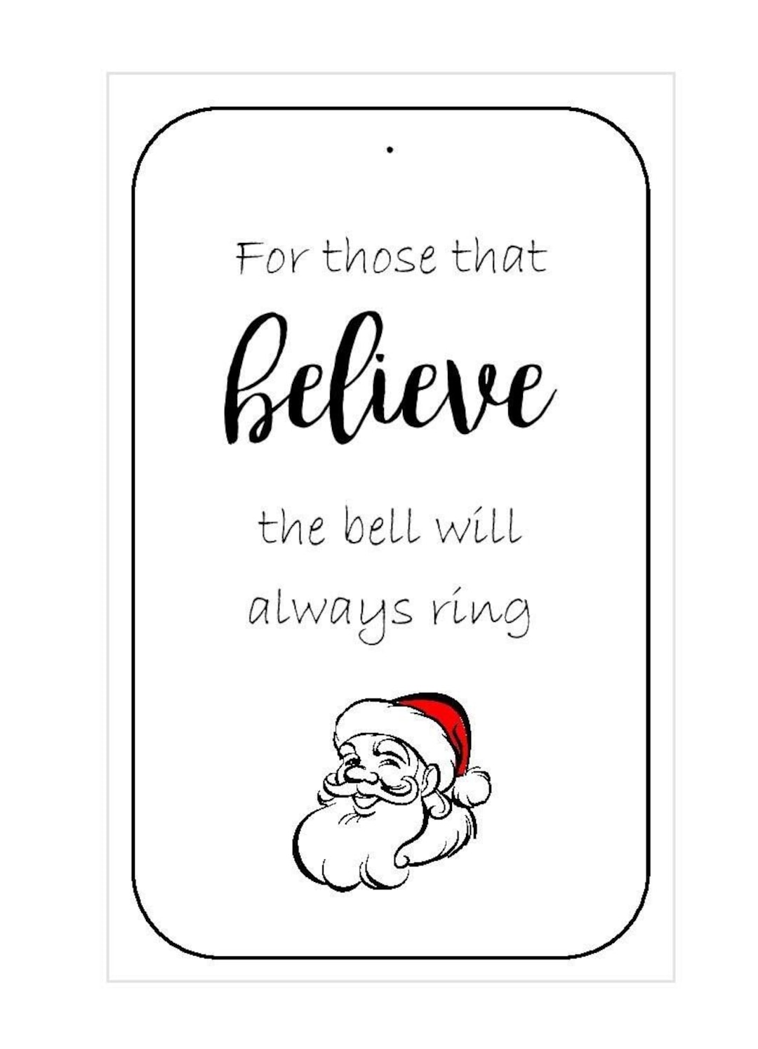 10 X Santa Believe Bell Tags Christmas Eve Magic Labels Fundraising ...