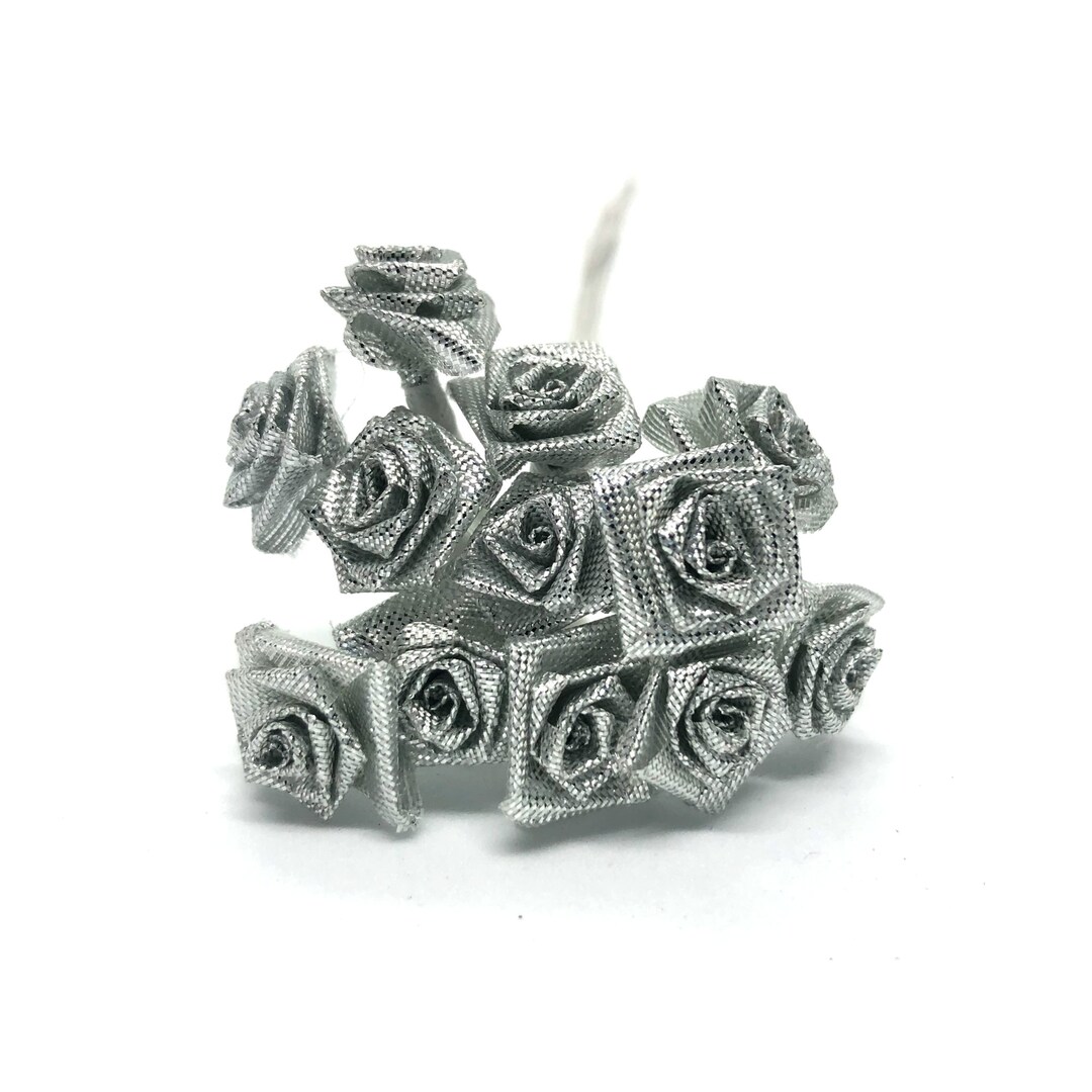 Silver Ribbon Roses Artificial Flower Embellishment Craft 15mm - Etsy