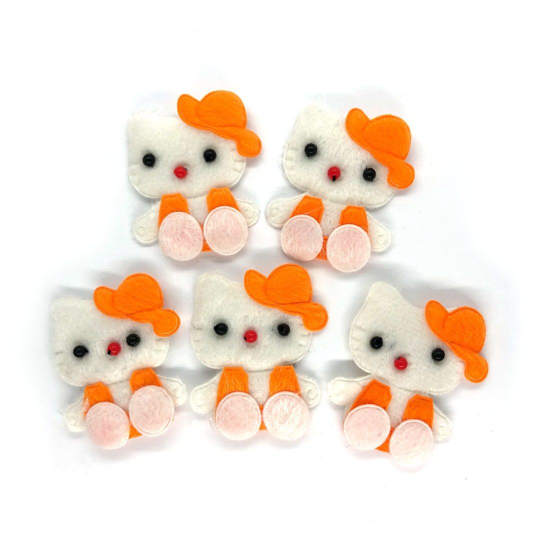 10 X Fabric Cat Embellishments Felt Die Cut Appliqué Animal Card Topper ...