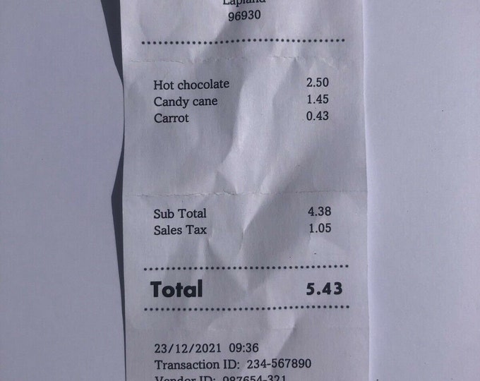 Santa's Lost Cafe Receipt Wallet Novelty Christmas Eve Gift Keepsake - Etsy