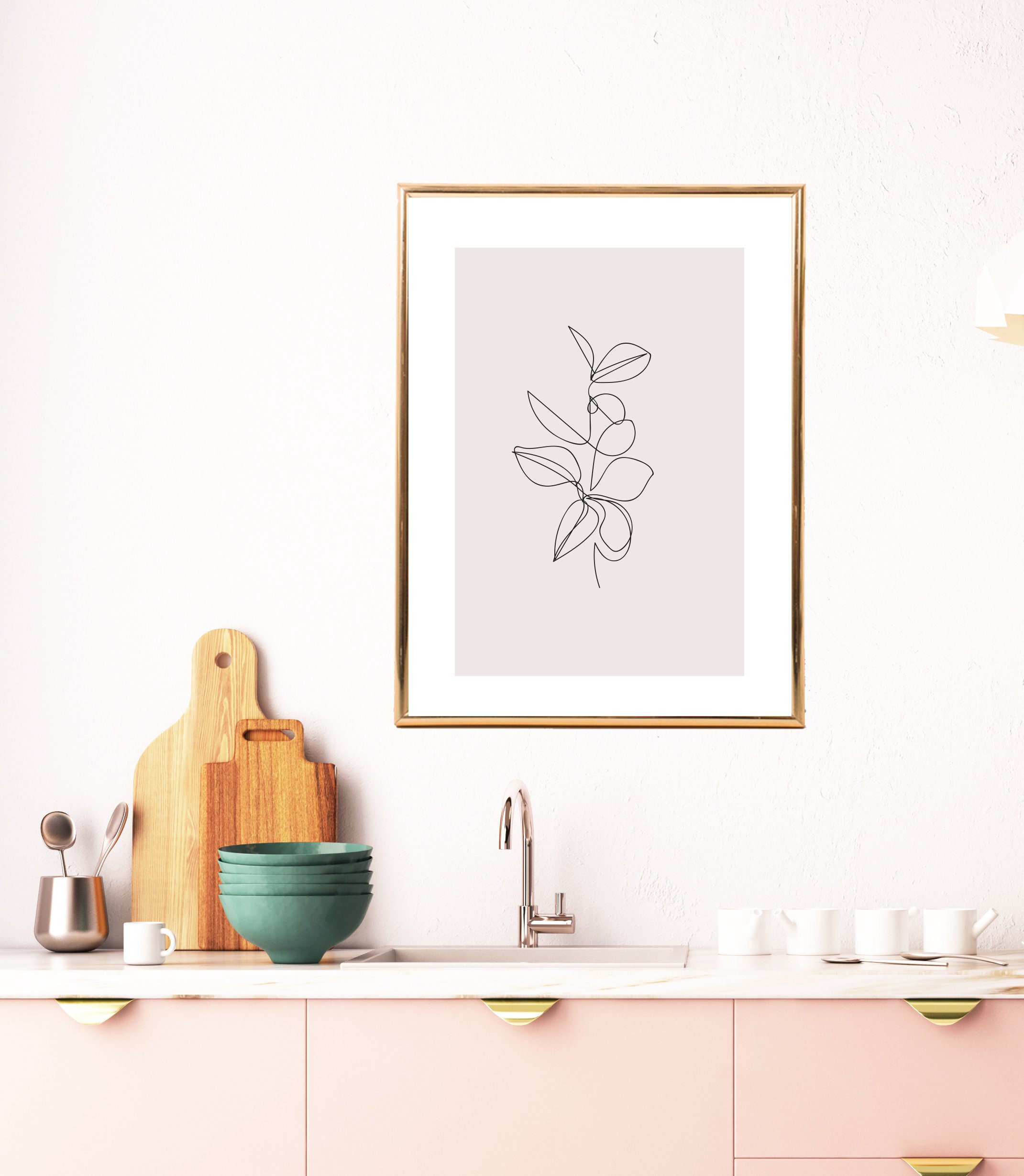 Leaves One Line Wall Art Home Decor Print Picture A5 A4 A3 | Etsy