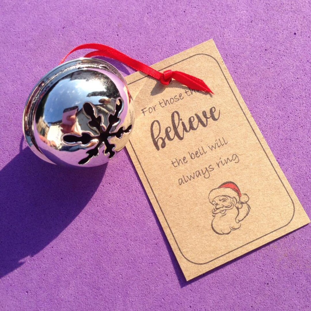 40mm Silver Santa Believe Jingle Bell Polar Express Metal Christmas ...