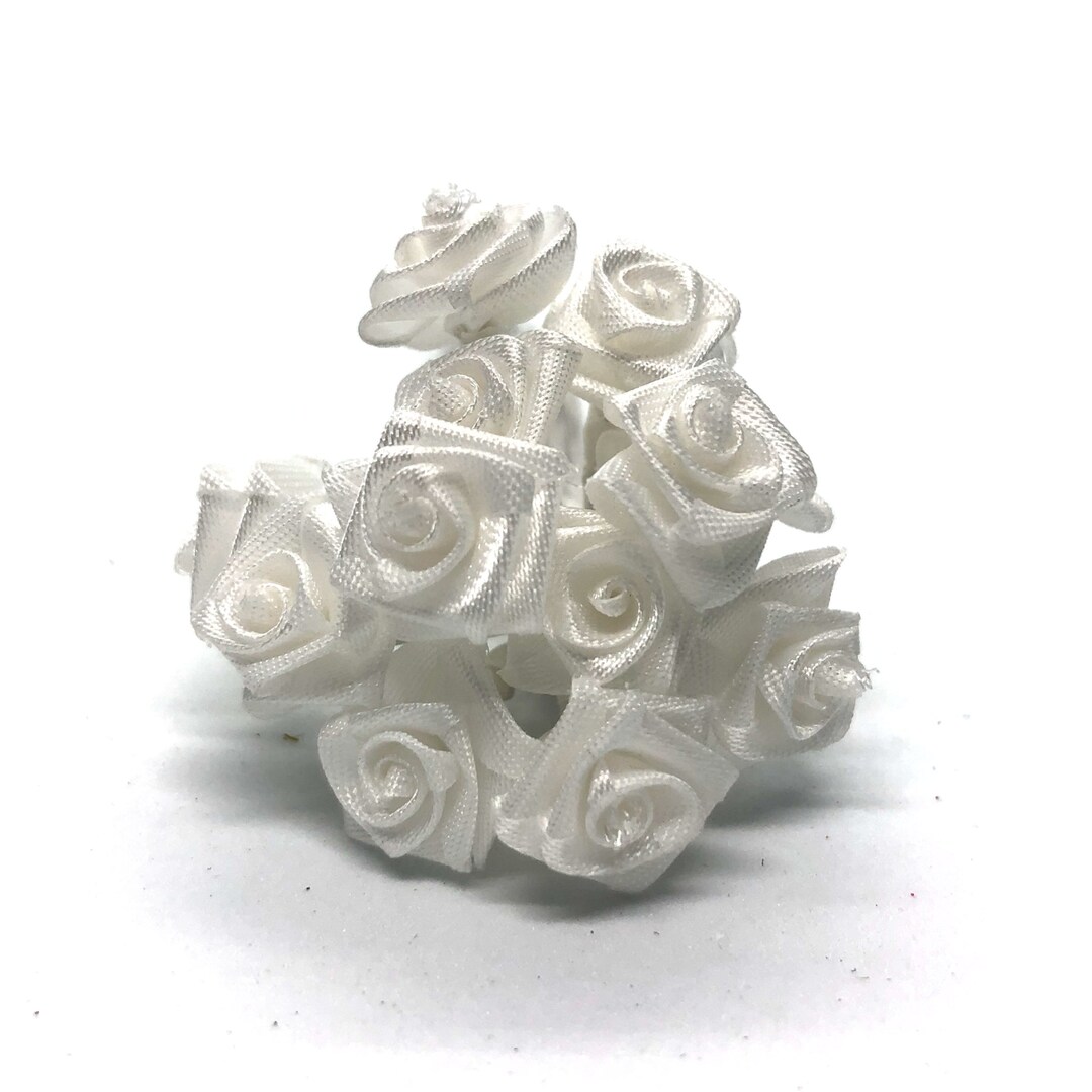 White Ribbon Roses Artificial Flower Embellishment Craft 15mm - Etsy