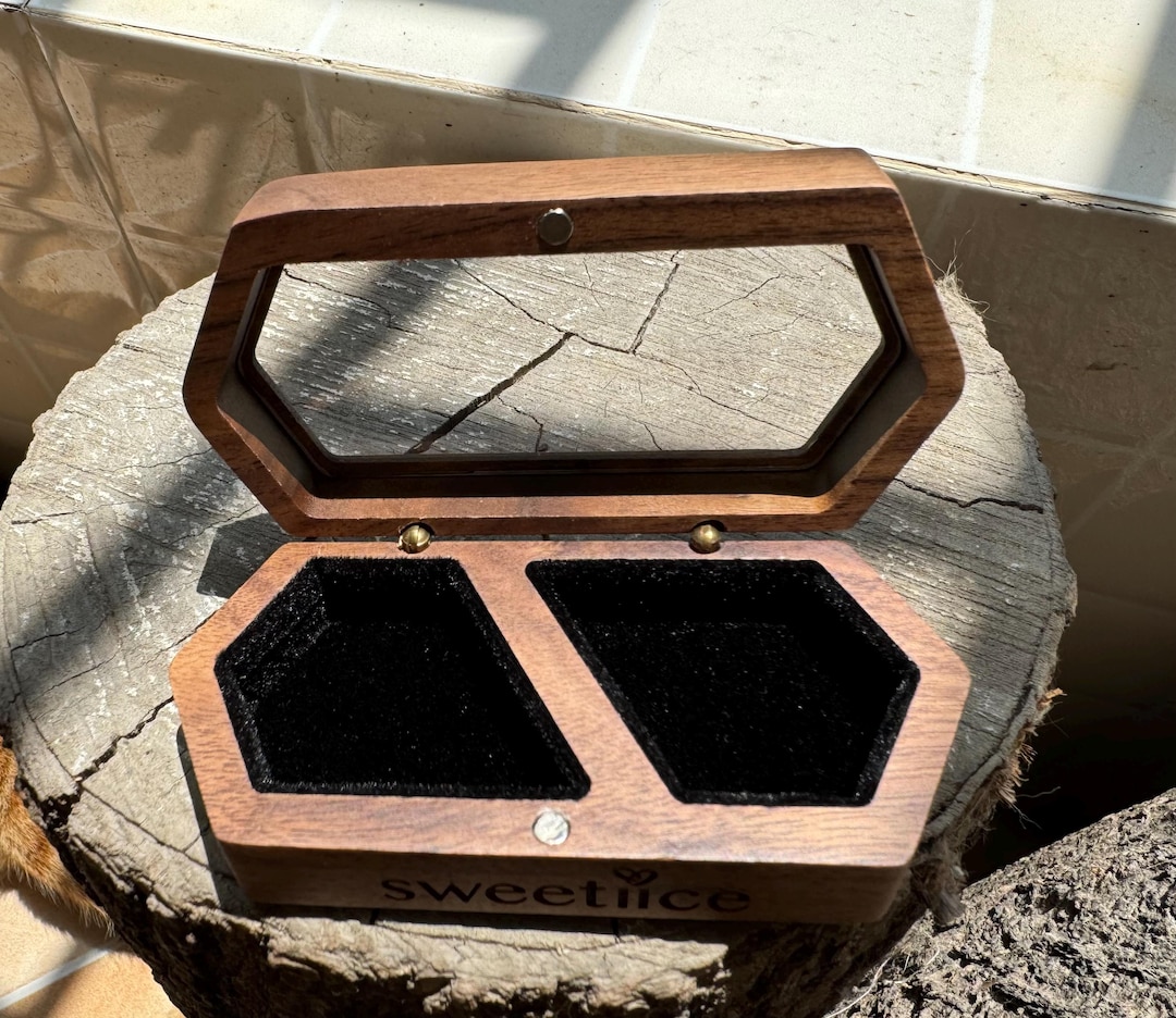 Personalized Wooden Double Ring Box, Sweetiice Ring Case,ideal for ...
