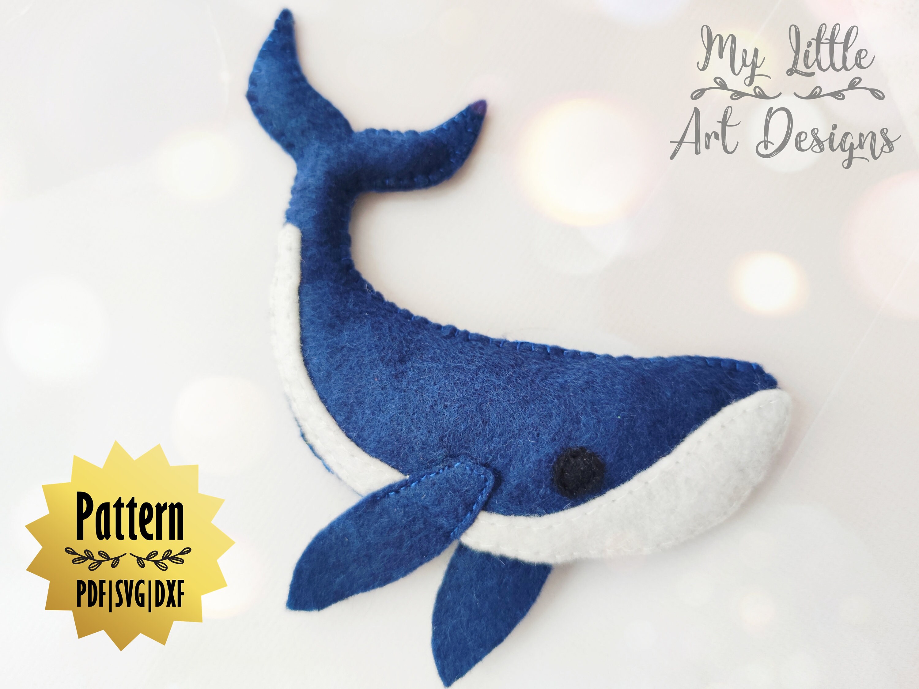 Whale Felt Pattern Whale Machine Cut Felt Whale Ornament | Etsy