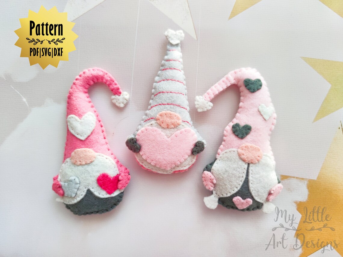 Valentine Felt Gnome Pattern Bundle Valentine Gnome Felt | Etsy