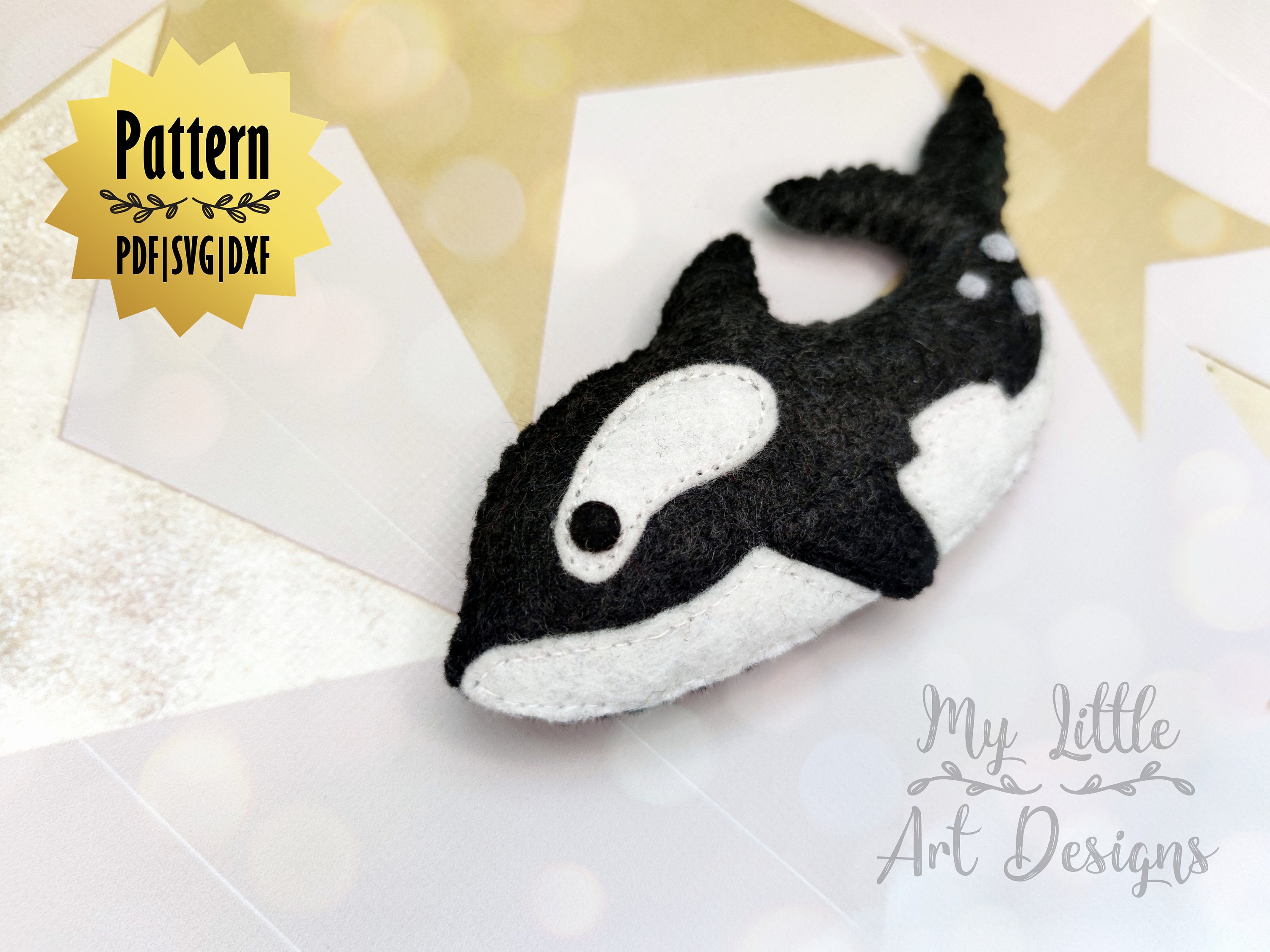 Killer Whale Felt Pattern Killer Whale Machine Cut Felt | Etsy