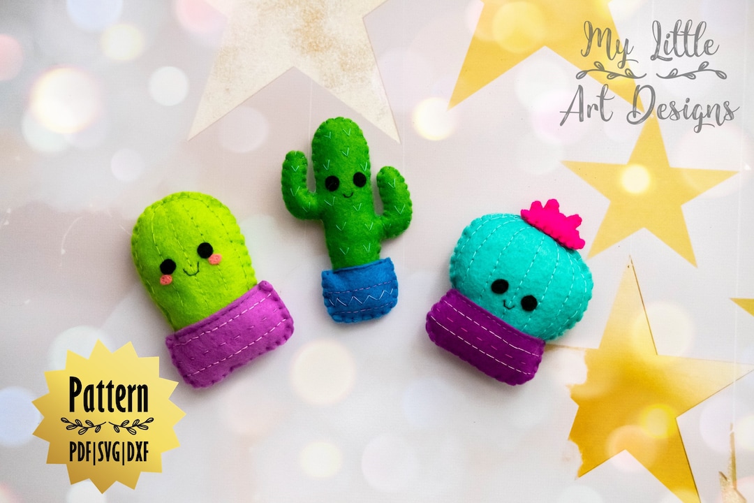 Felt Cactus Pattern Bundle, Cactus Machine Cut, Felt Cactus Ornament ...