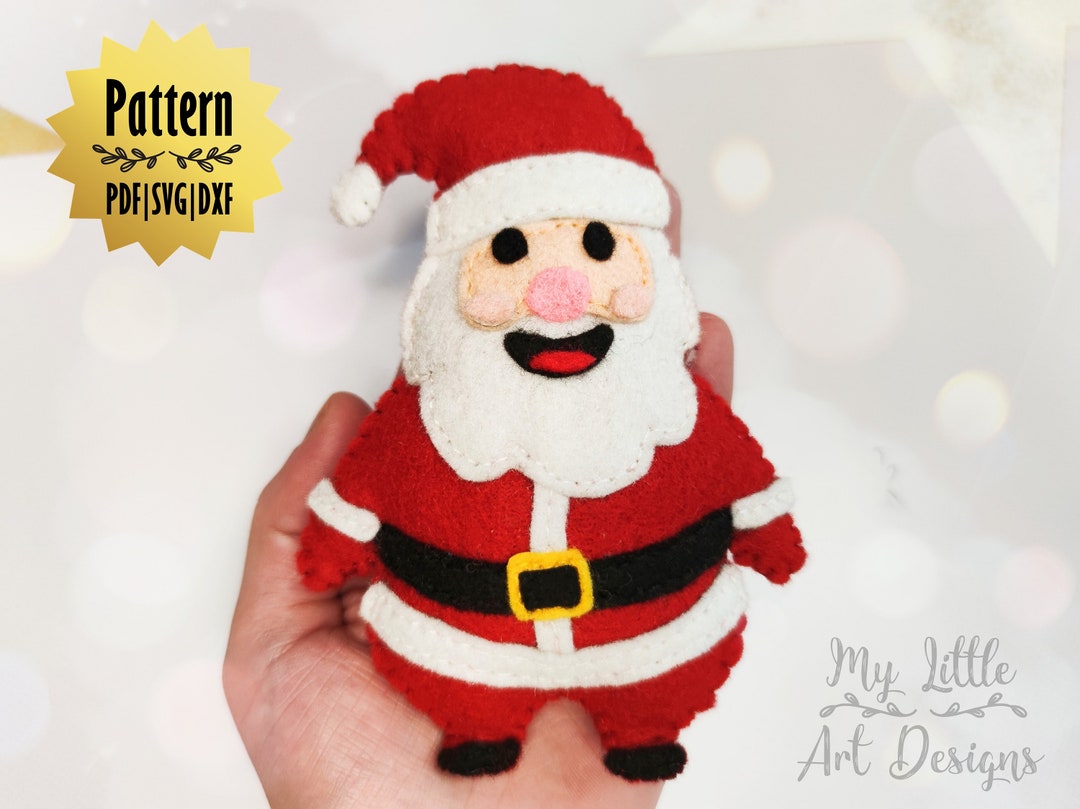 Christmas Santa Ornament, Santa Felt Pattern, Felt Gnome Pattern, Felt ...