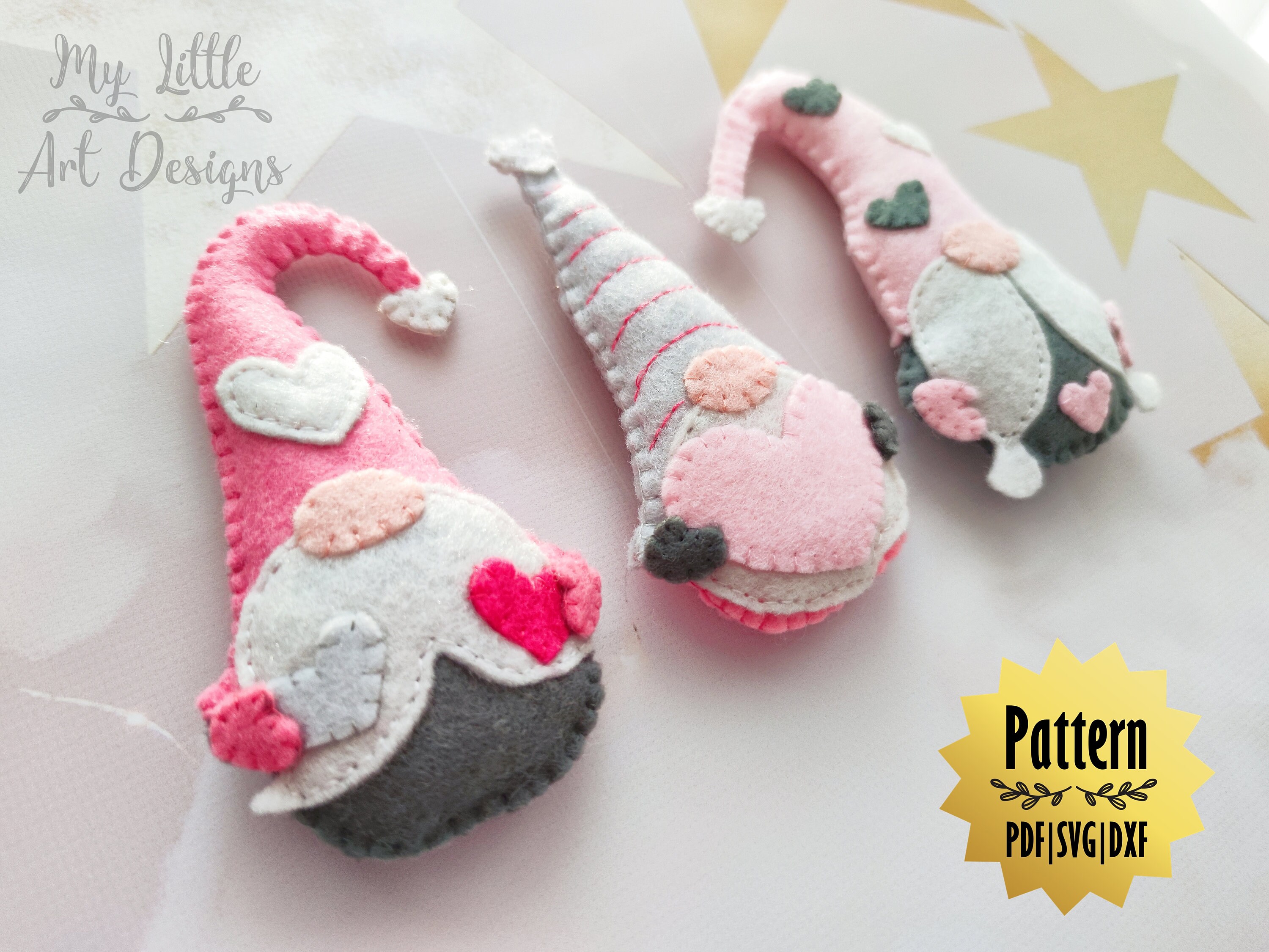 Valentine Felt Gnome Pattern Bundle Valentine Gnome Felt | Etsy