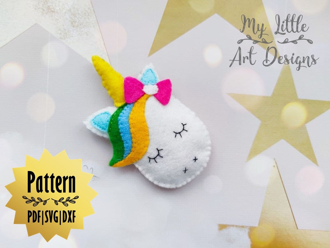 Unicorn Felt Pattern, Unicorn Machine Cut, Felt Unicorn Ornament, Felt ...