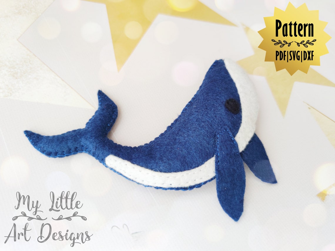 Whale Felt Pattern Whale Machine Cut Felt Whale Ornament | Etsy