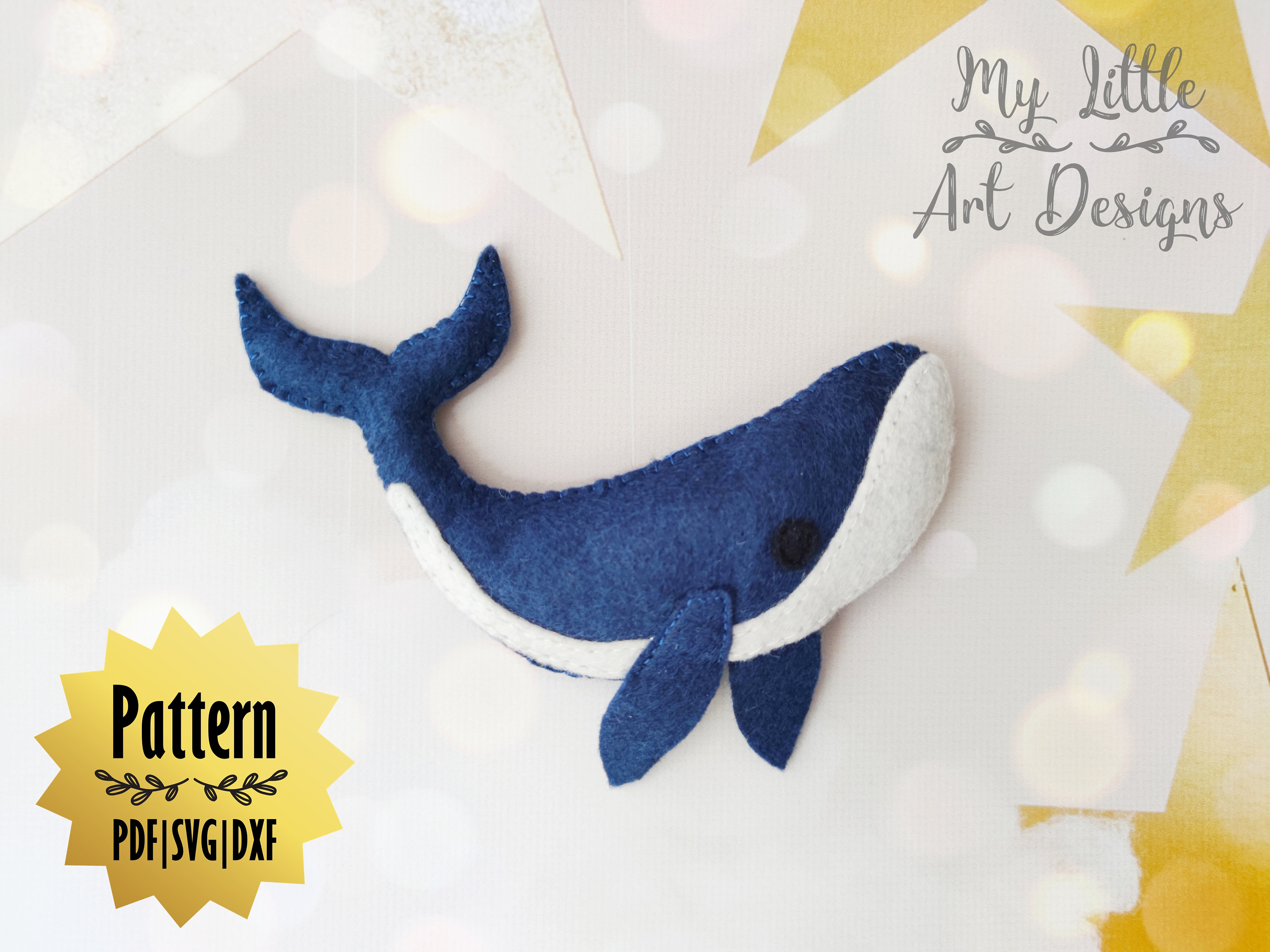 Whale Felt Pattern Whale Machine Cut Felt Whale Ornament | Etsy