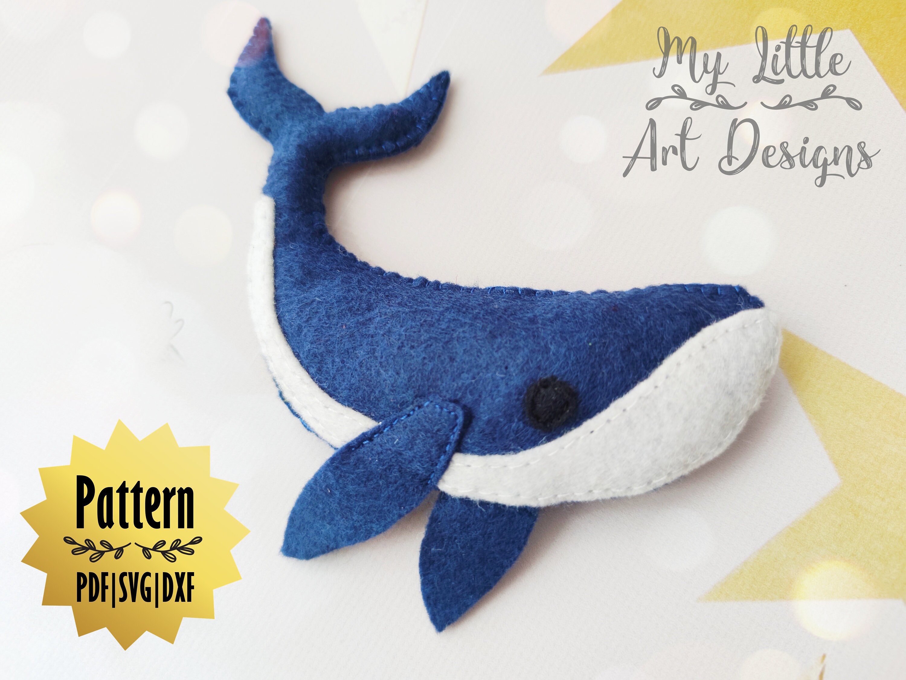 Whale Felt Pattern Whale Machine Cut Felt Whale Ornament | Etsy