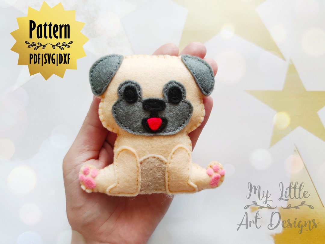Pug Felt Pattern, Pug Machine Cut, Pug Corgy Ornament, Pug Pattern, Pug ...