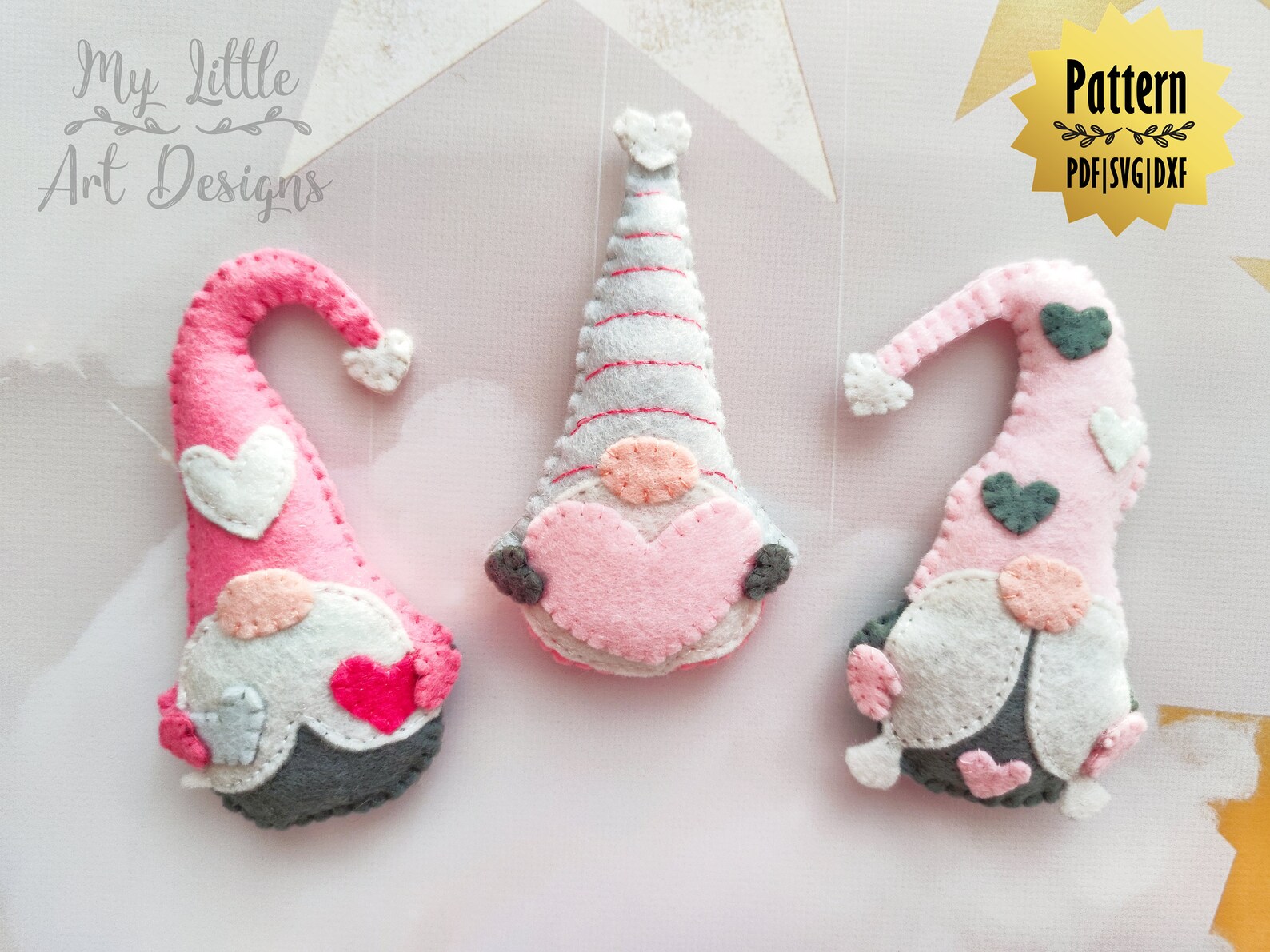 Valentine Felt Gnome Pattern Bundle Valentine Gnome Felt | Etsy