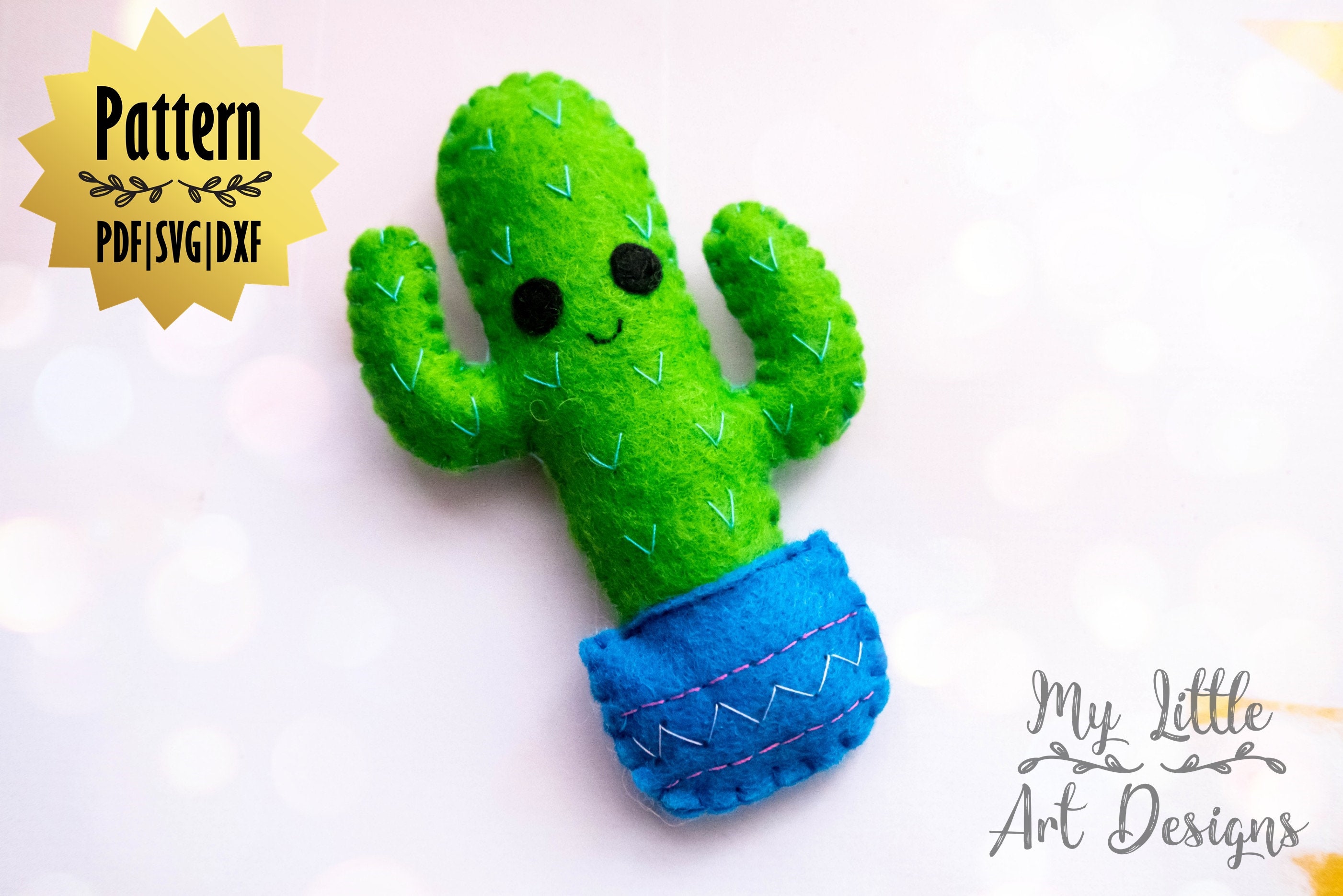 Felt Cactus Pattern, Cactus Machine Cut, Felt Cactus Ornament , Felt ...