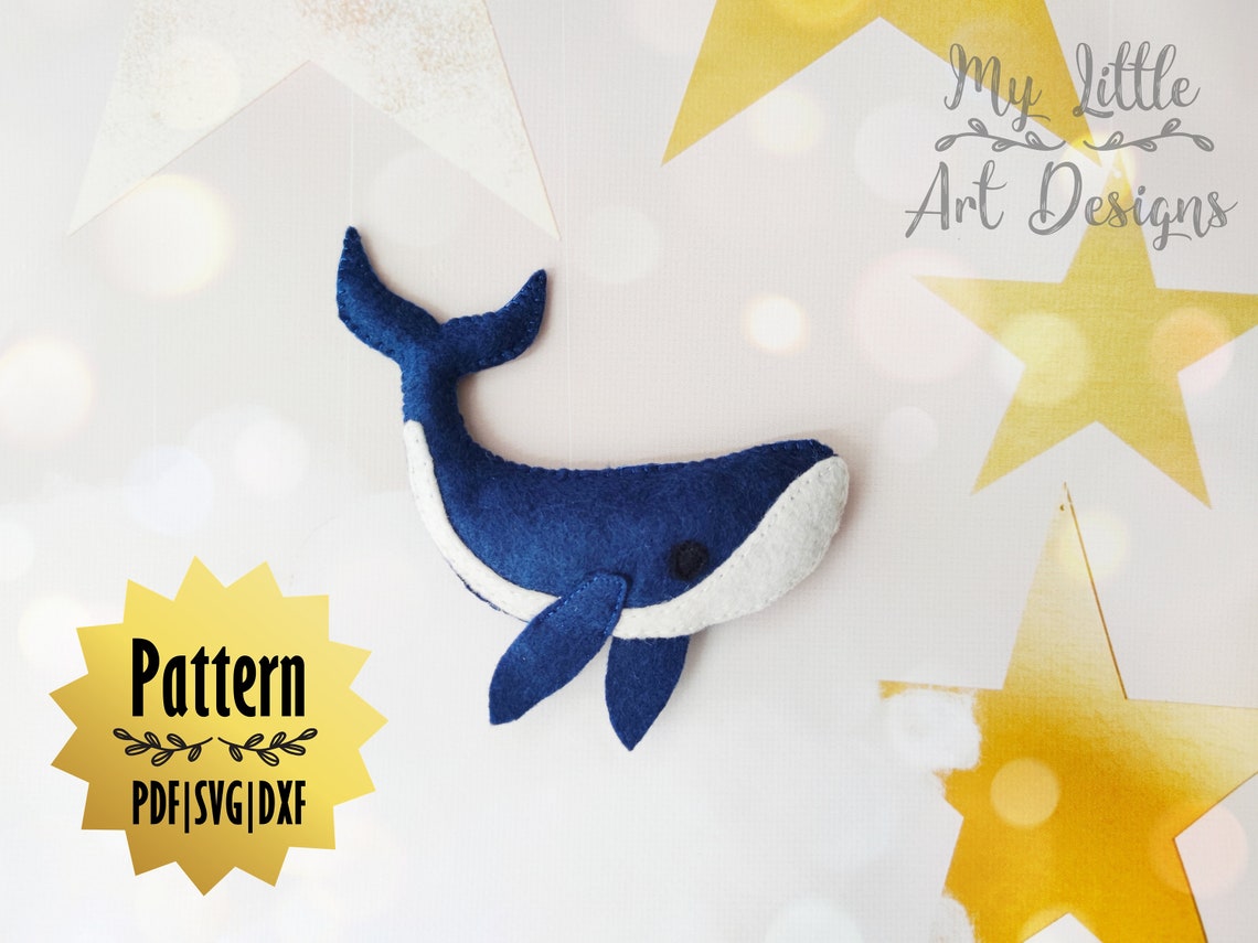 Whale Felt Pattern Whale Machine Cut Felt Whale Ornament | Etsy
