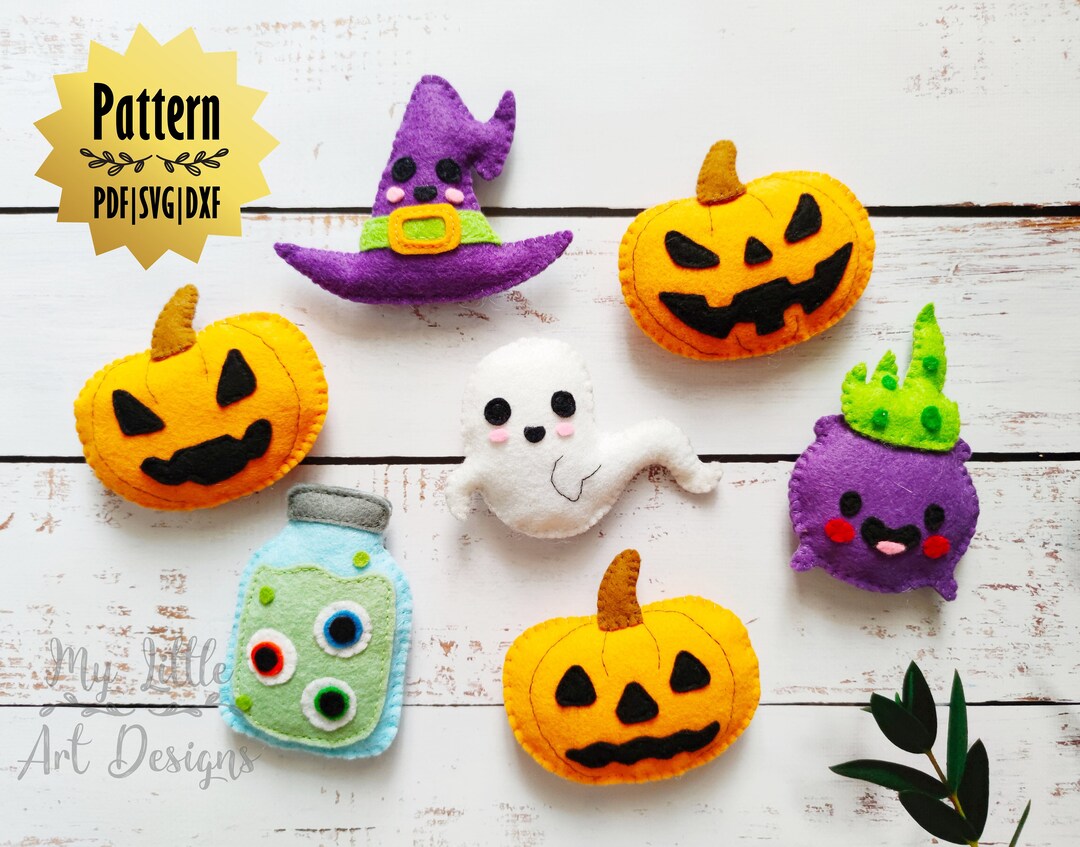 Halloween Bundle Felt Pattern, Halloween Machine Cut, Felt Halloween ...