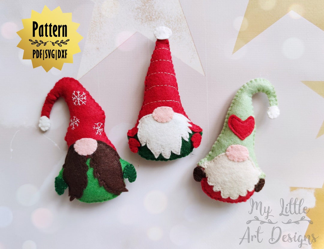 Christmas Felt Gnome Pattern Bundle, Christmas Gnome Felt Pattern, Felt ...