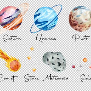 Watercolor Planets Clipart, Solar System Clipart, Outer Space Clip Art ...