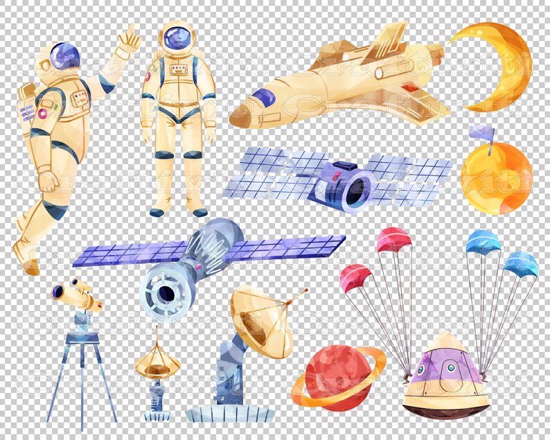 Watercolor Space Clipart Spacecraft Clipart Astronaut Clip Art Space ...