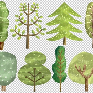 Watercolor Trees Clipart ⊛ Commercial Use Watercolor Clipart Tree and ...