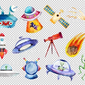 Watercolor Space Clipart Spacecraft Clipart Astronaut Clip Art Space ...