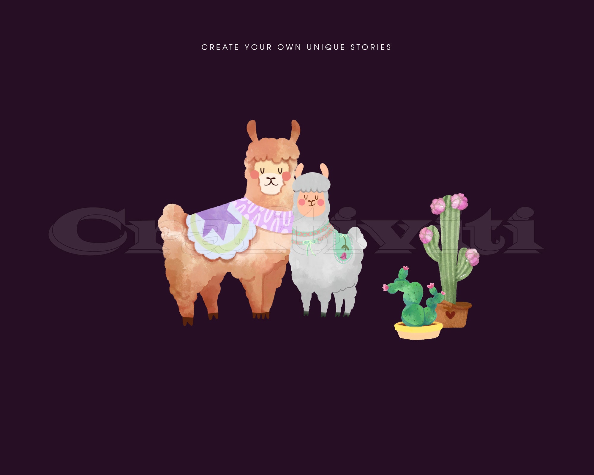Watercolor Llamas Clipart Alpacas Clipart Cactus Clip Art Llama ...