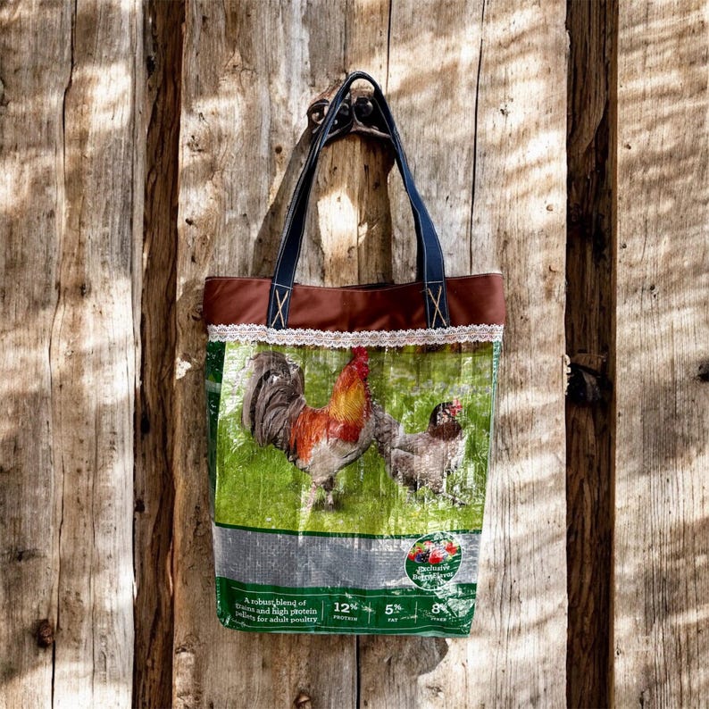 Repurposed - Upcycled Feed Sack Tote Bag - Etsy