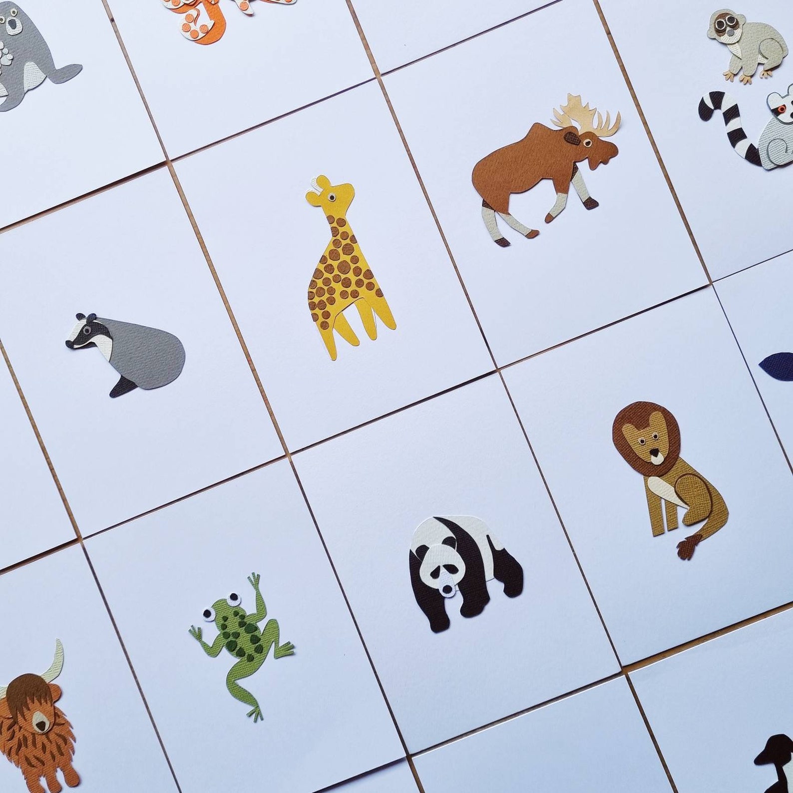 Animal Illustrations Handmade Paper Animals Original Paper | Etsy