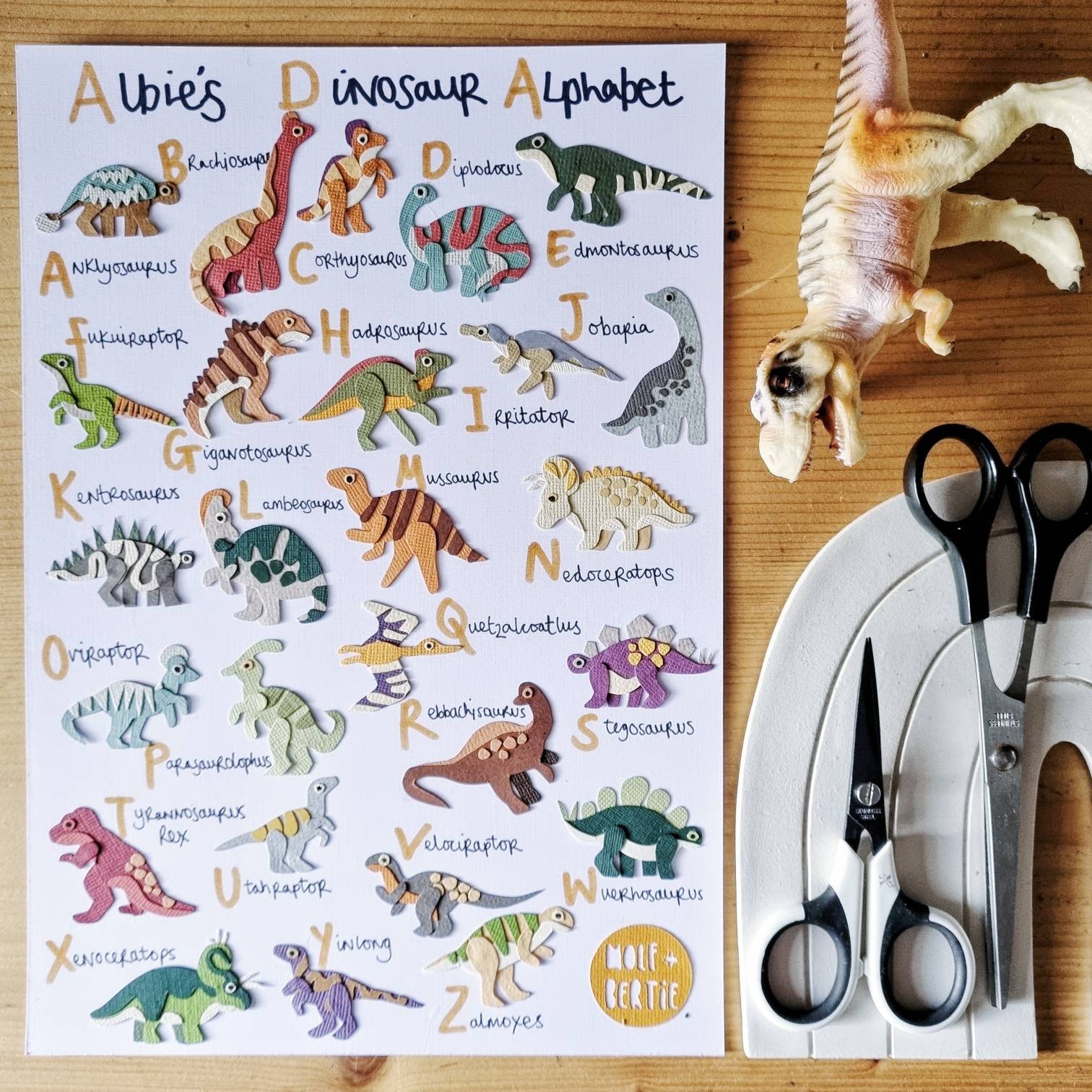 Dinosaur A-Z Dinosaur Alphabet Personalised Dinosaur - Etsy UK