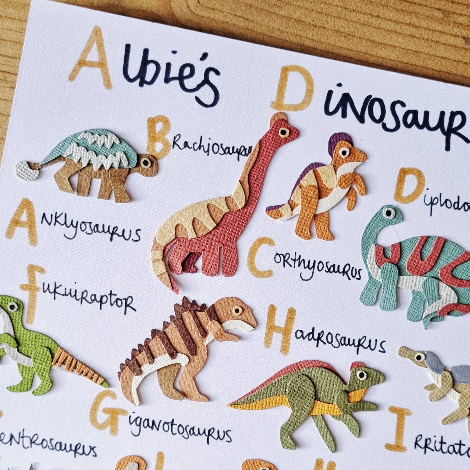 Dinosaur A-Z Dinosaur Alphabet Personalised Dinosaur - Etsy UK