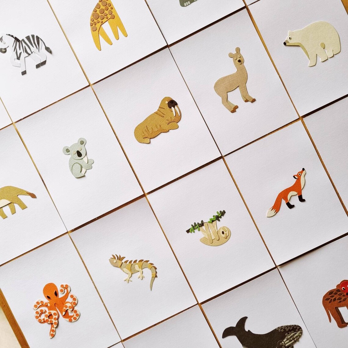 Animal Illustrations Handmade Paper Animals Original Paper - Etsy