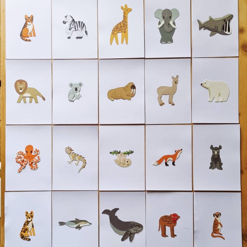 Animal Illustrations Handmade Paper Animals Original Paper - Etsy