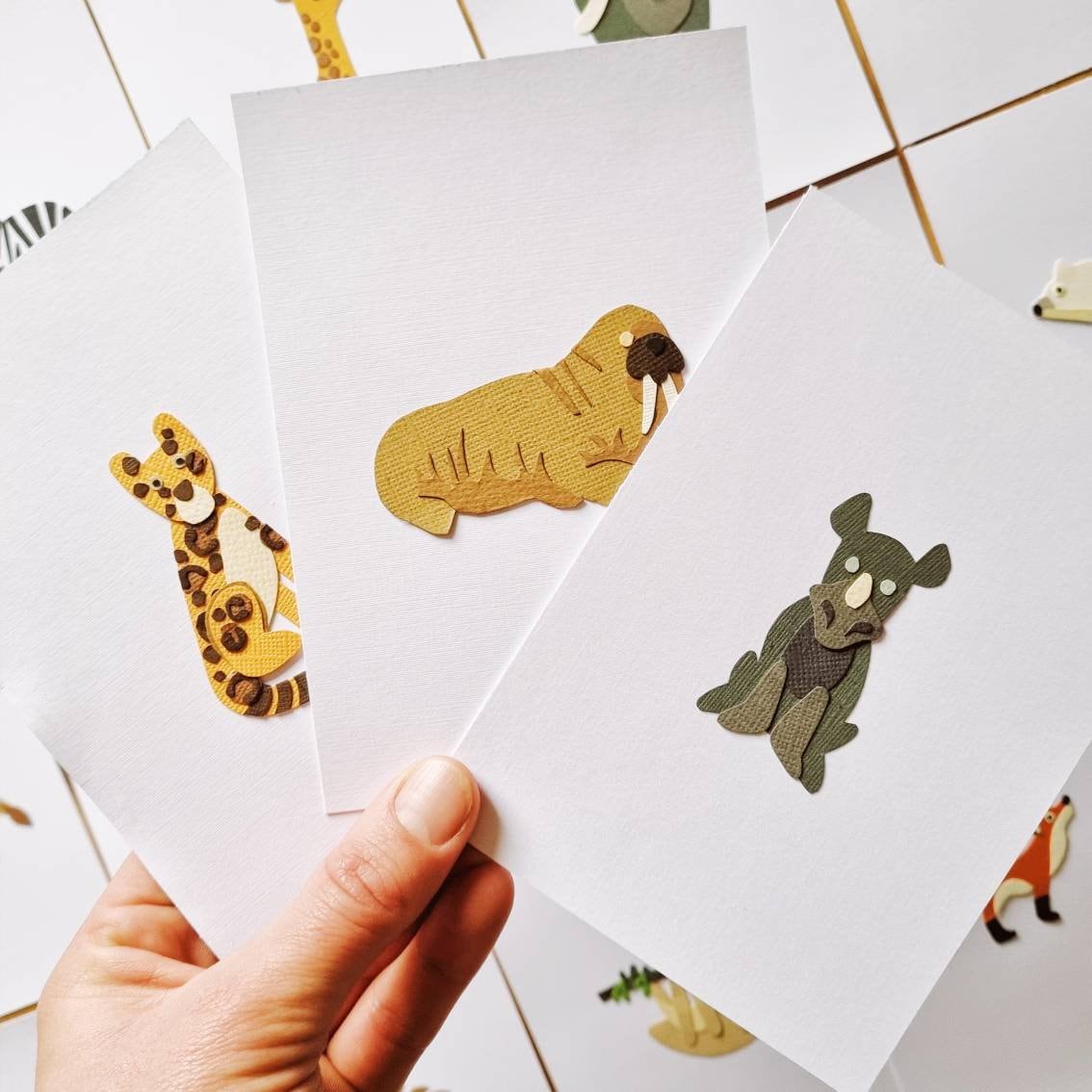 Animal Illustrations Handmade Paper Animals Original Paper - Etsy